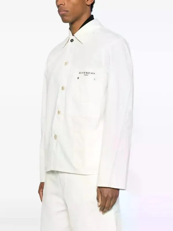Givenchy Embroidered-logo Chest-pocket Denim Jacket