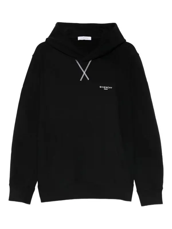 Givenchy Cross-stitching Logo Detail Hoodie - Black