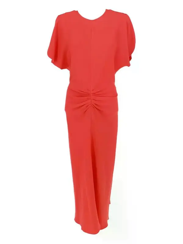 Victoria Beckham Gathered Waist Midi Dress - Red