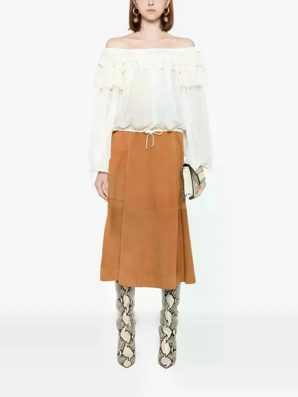 Cynthia Rowley Ruffled Off-the-shoulder Blouse - Neutrals