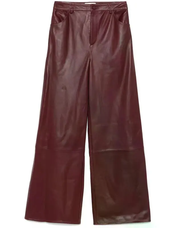 Loulou De Saison Burgundy Lambskin Figari Trousers - Red