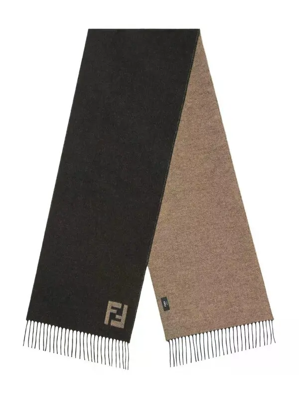 Fendi Fringed Logo-detail Scarf - Brown