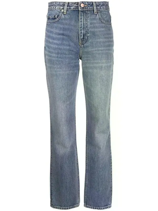 GANNI Logo-patch Straight-leg Jeans