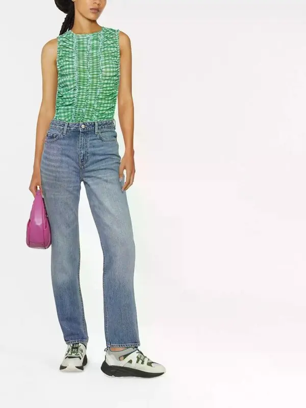 GANNI Logo-patch Straight-leg Jeans