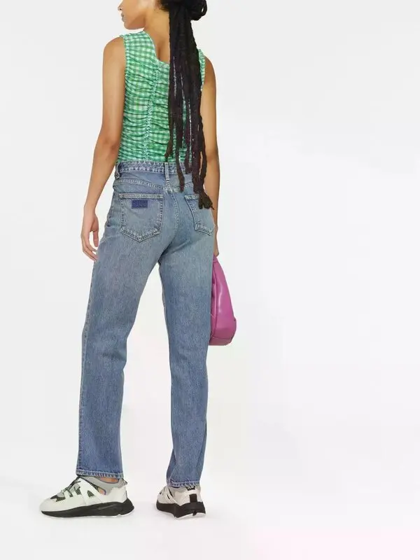 GANNI Logo-patch Straight-leg Jeans