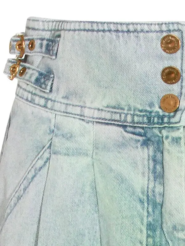 Zimmermann Buckle Pleated Denim Skirt