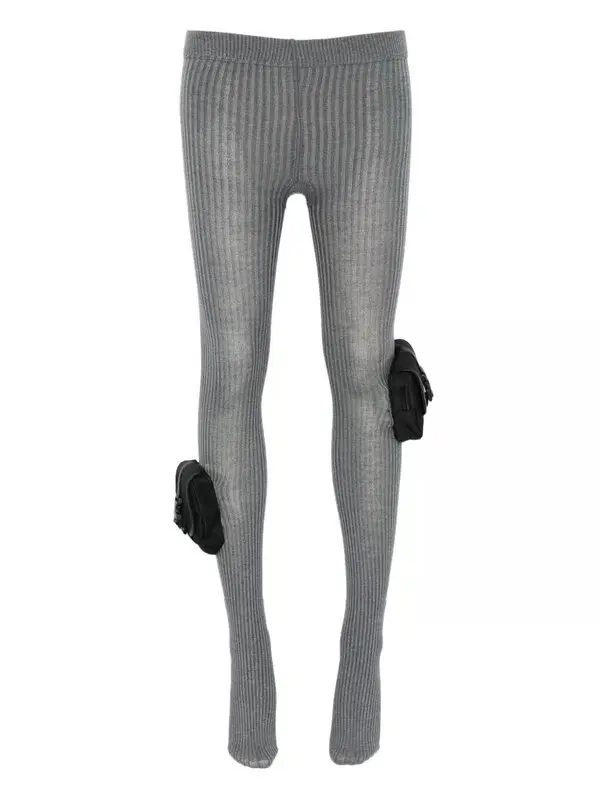 Coperni Ribbed Cargo Pocket Tights - Grey