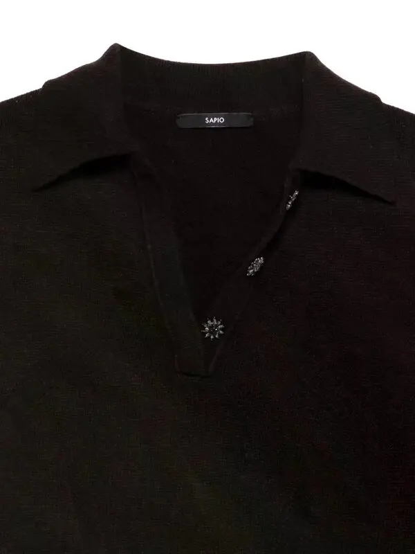 SAPIO Polo-collar Sweater With Button Embellishment