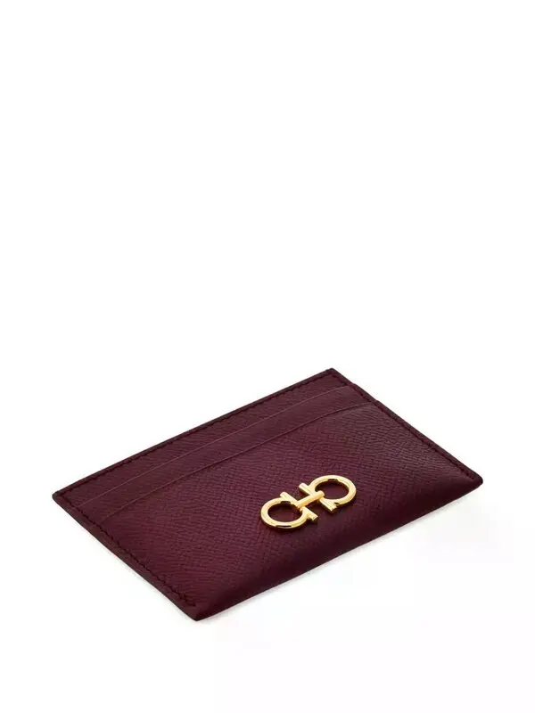 FERRAGAMO Gancini Leather Card Holder - Red