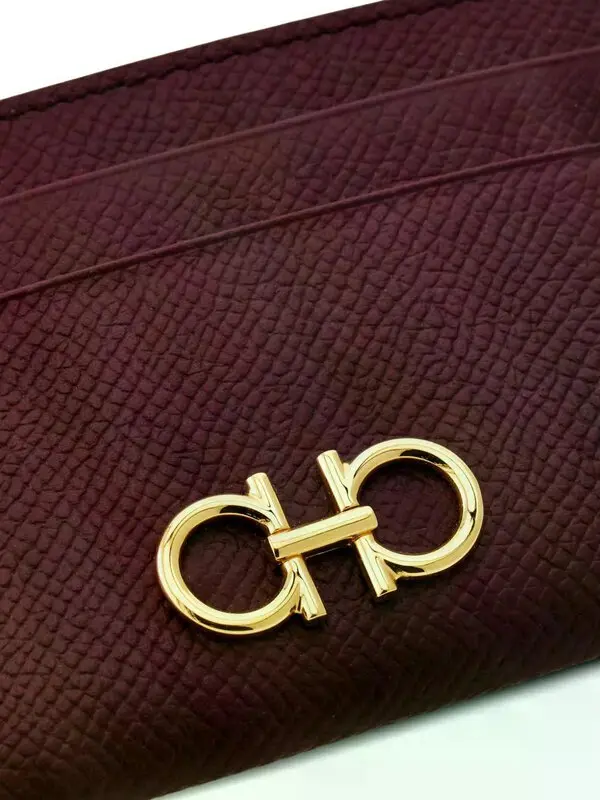 FERRAGAMO Gancini Leather Card Holder - Red