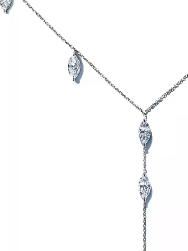 LOEV 14k Recycled White Gold Marquise-cut Diamond Y-necklace - Silver