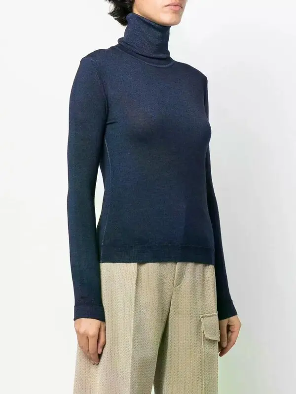 Aspesi Roll Neck Knit Jumper - Blue