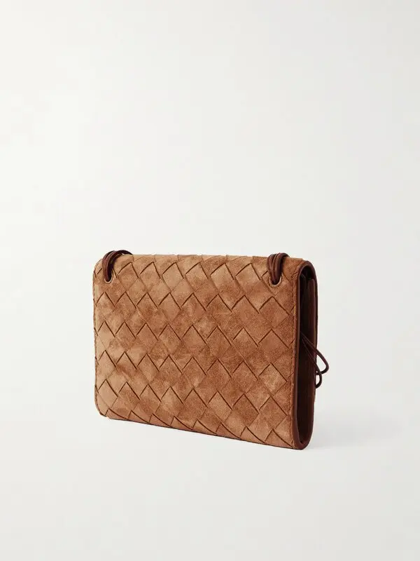 Bottega Veneta Small Andiamo Intrecciato Suede Shoulder Bag - Brown