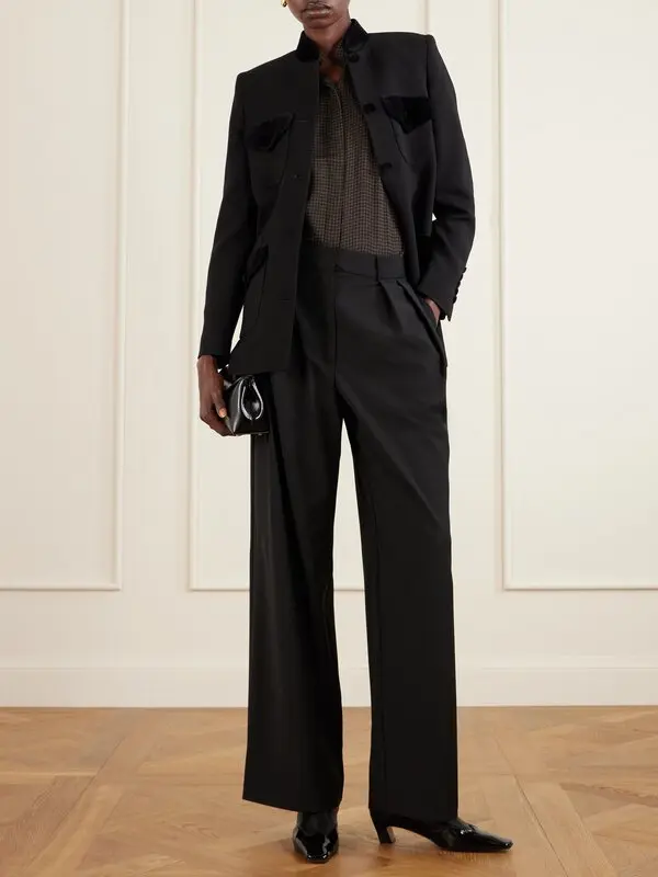 FRAME Gillian Houndstooth Silk-satin Blouse
