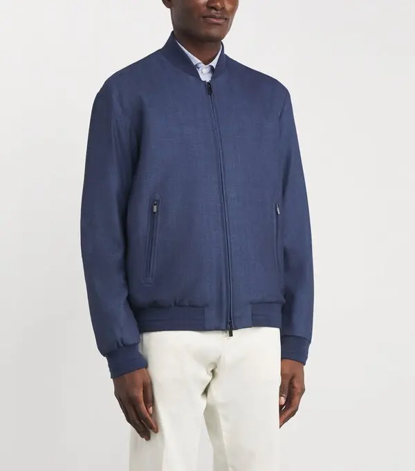 Paul & Shark Wool-silk-linen Blend Bomber Jacket