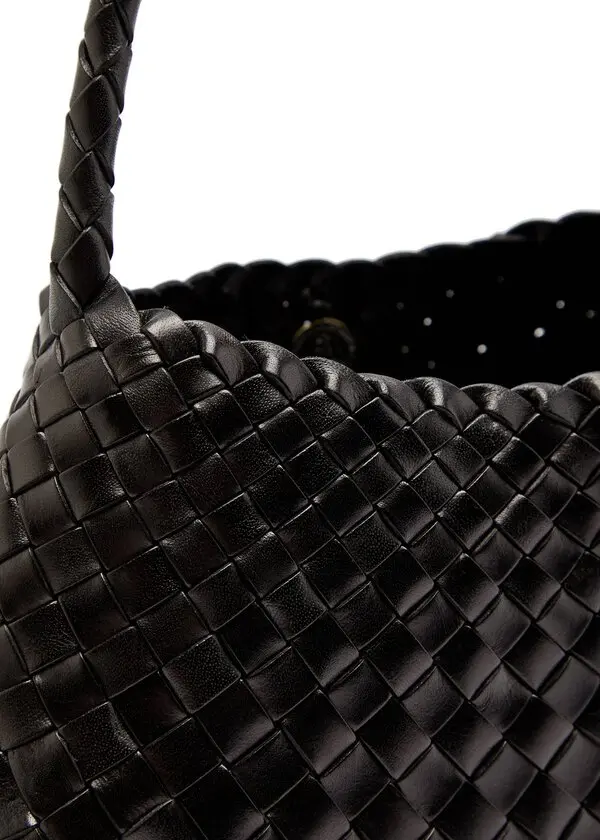 Dragon Diffusion Rosanna Woven Leather Shoulder Bag - Black
