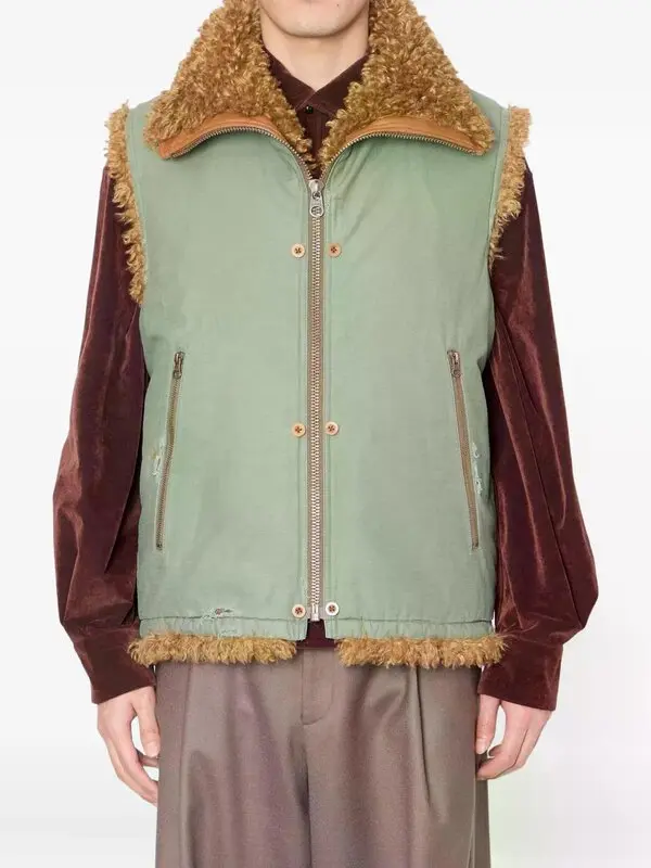 Kolor Dragon Embroidered Shearling Gilet