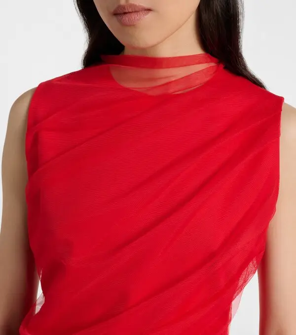 Dorothee Schumacher Draped Tulle Top - Red