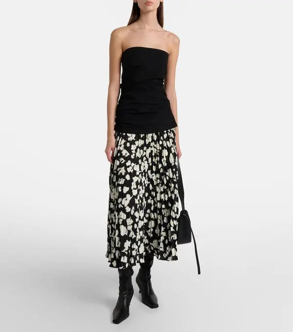 Proenza Schouler Floral Print Pleated Midi Skirt