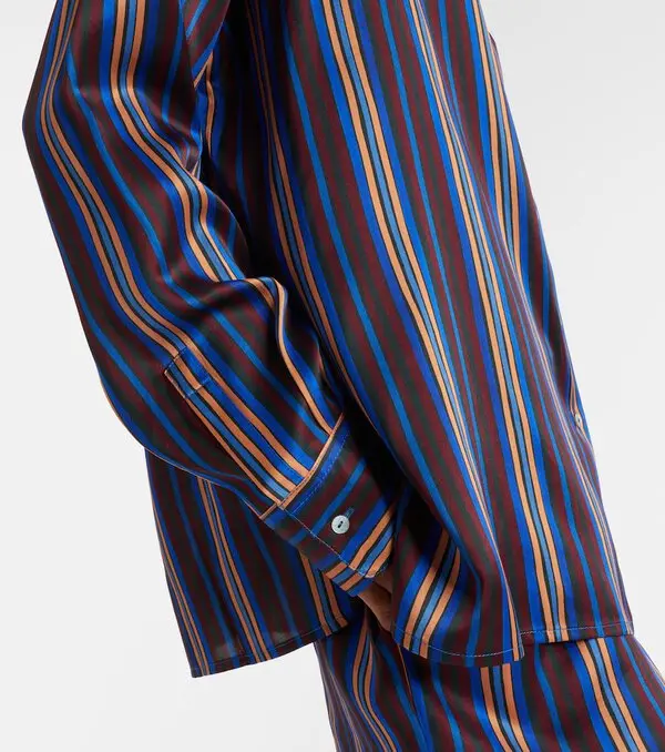 Asceno Maya Striped Silk Charmeuse Pajama Shirt