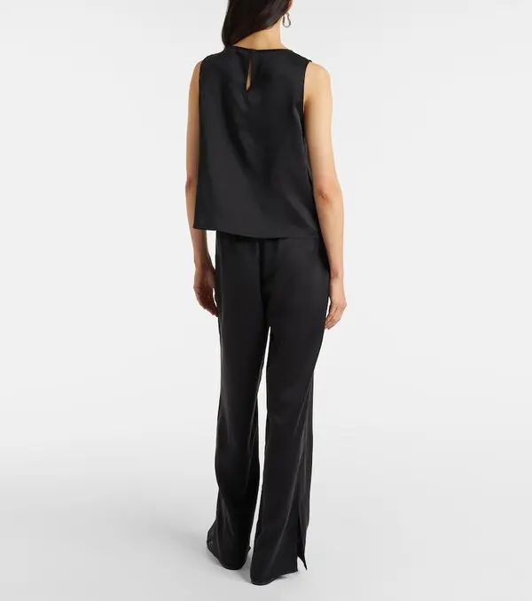 Asceno Loreto Silk Charmeuse Wide-leg Pants - Black