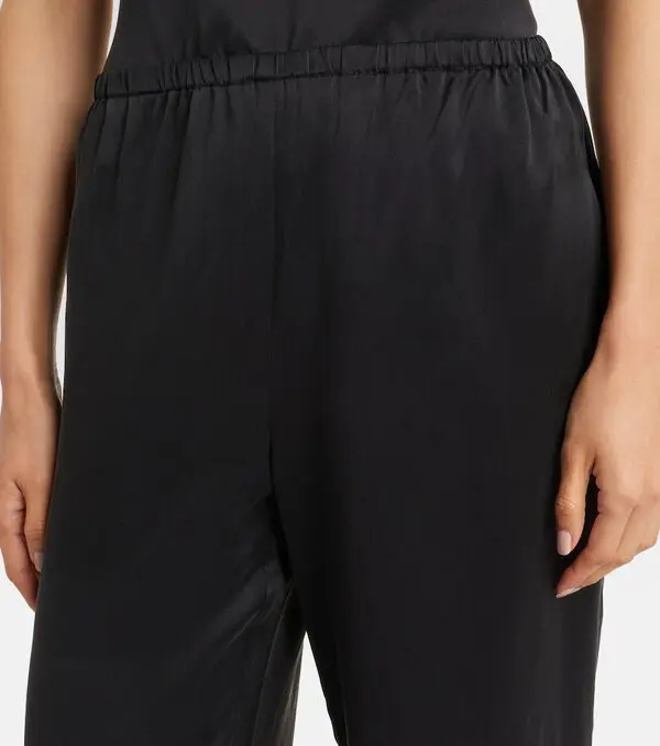 Asceno Loreto Silk Charmeuse Wide-leg Pants - Black
