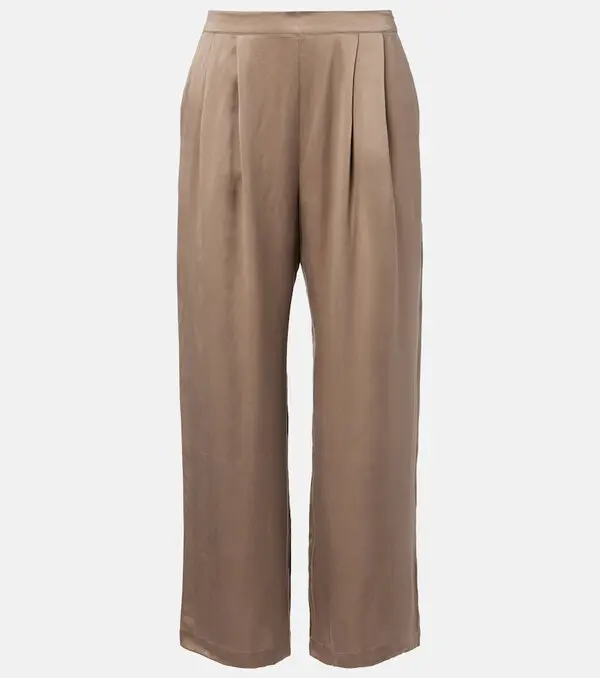 Asceno Isola Silk Wide-leg Trousers - Grey
