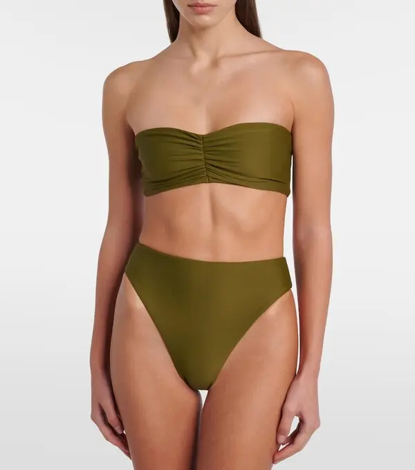 Jade Swim Ava Ruched Bandeau Bikini Top - Green