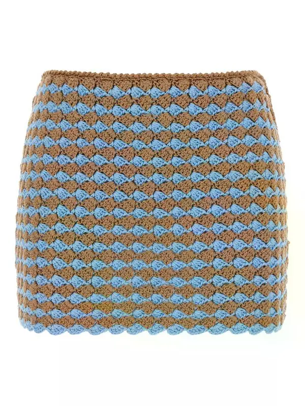Prada Crochet-knit Mini Skirt - Brown