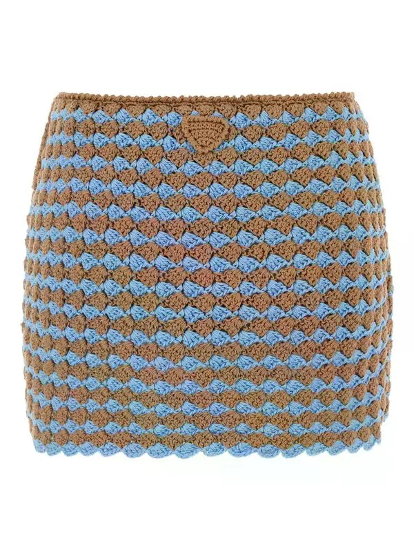 Prada Crochet-knit Mini Skirt - Brown