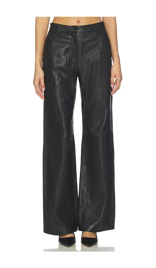 AEXAE Leather Pebble Straight Leg Pant