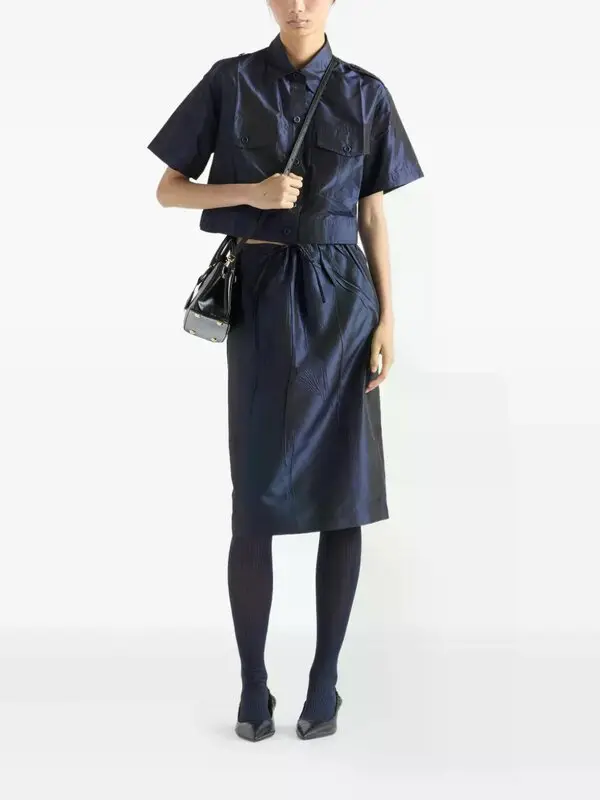 Prada Drawstring Midi Pencil Skirt - Blue