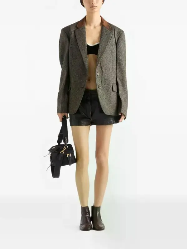 Prada Suede-panel Chevron Wool Jacket
