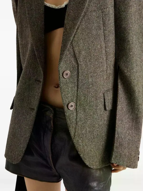 Prada Suede-panel Chevron Wool Jacket