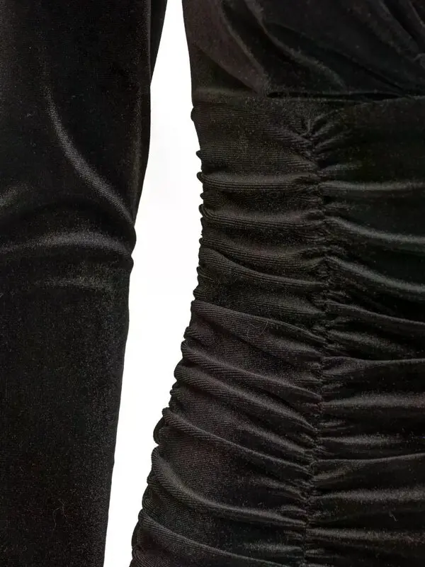 ACTUALEE Velvet Ruched Long Sleeve Dress