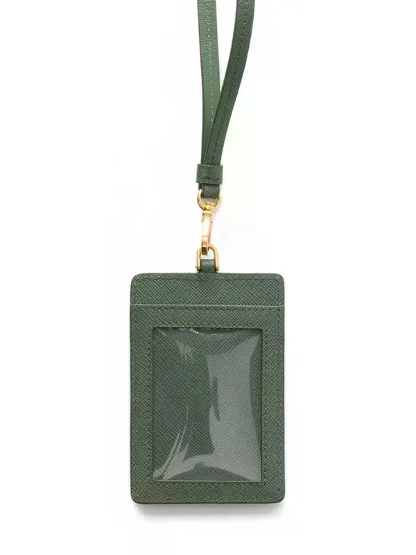 Prada Triangle-logo Leather Badge Holder - Green