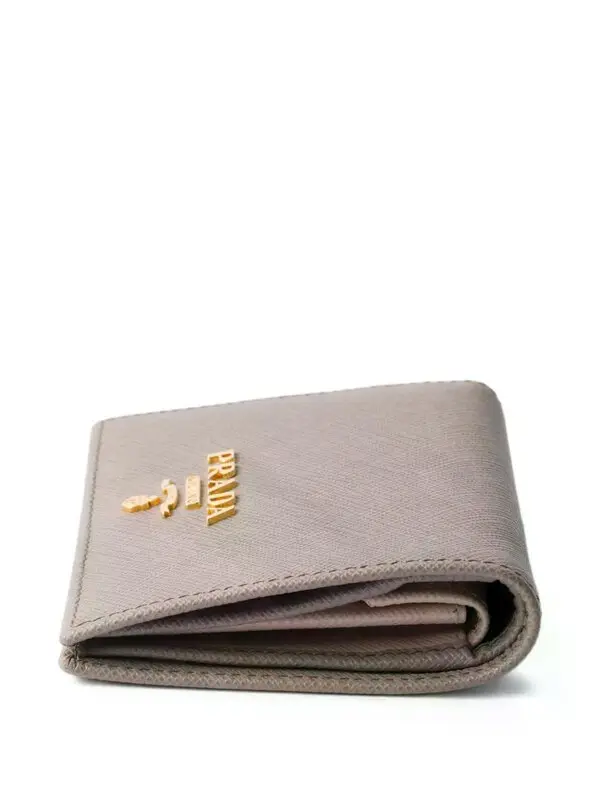Prada Small Metal-lettering Leather Wallet - Grey