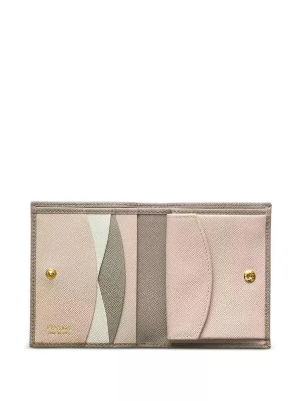 Prada Small Metal-lettering Leather Wallet - Grey