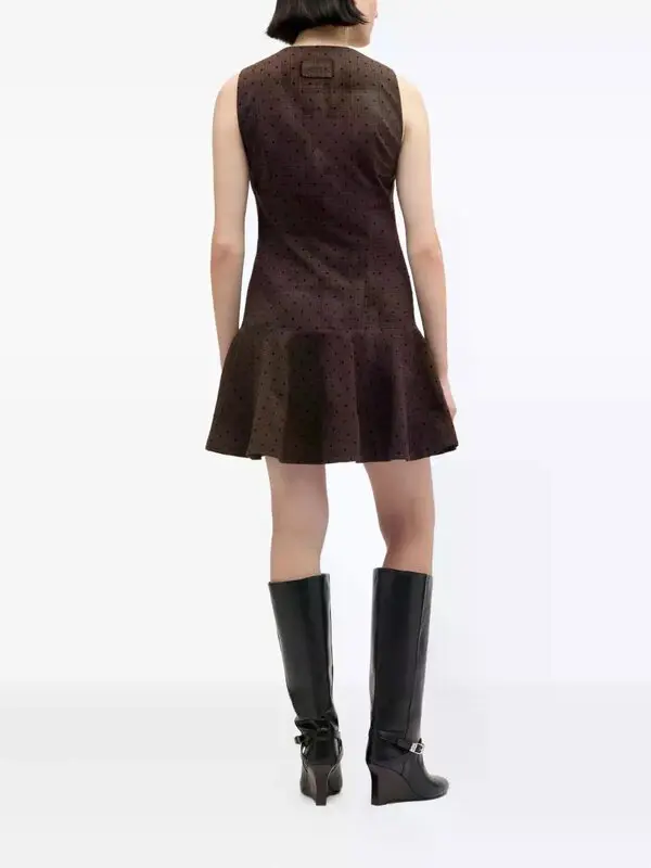 GANNI Sleeveless Polka Dot V-neck Button Up Dress