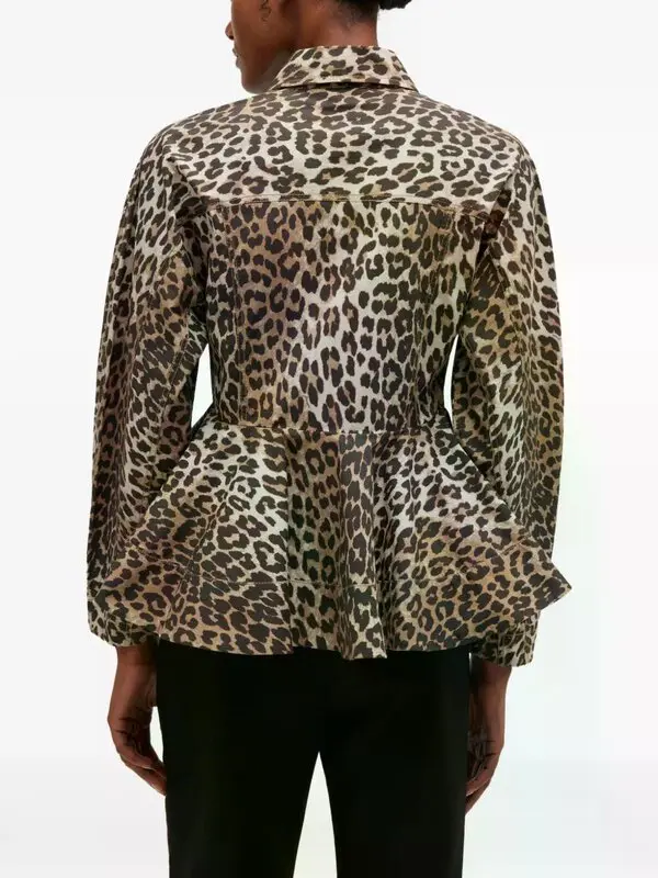 GANNI Leopard Print Peplum Shirt