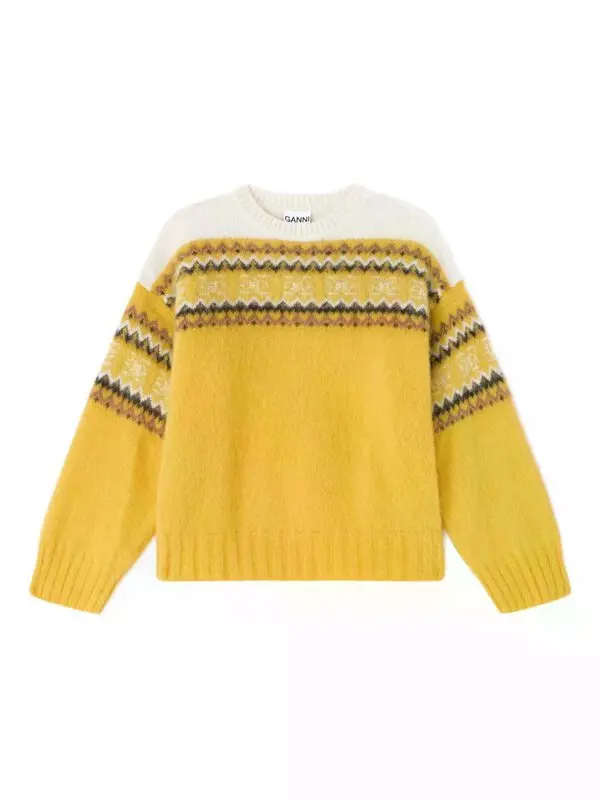 GANNI Patterned Long Sleeve Sweater