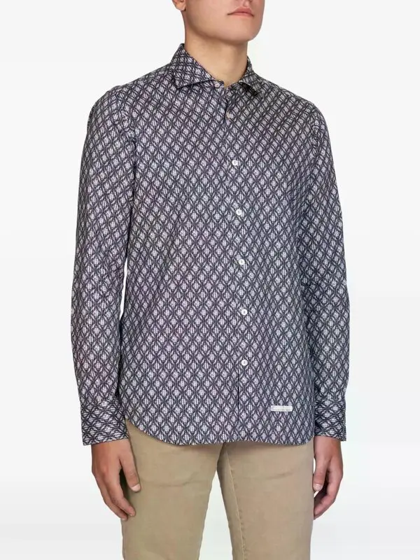 TINTORIA MATTEI 954 Button-fastening Pattern Shirt - Grey