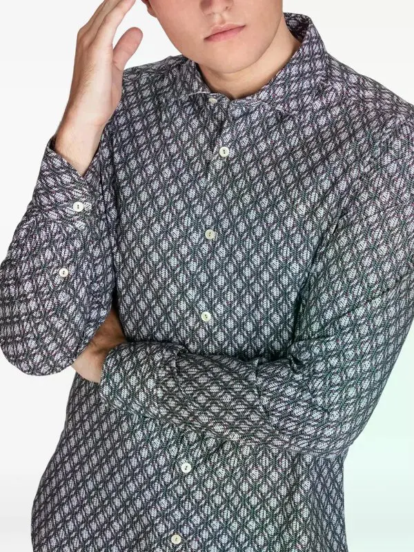 TINTORIA MATTEI 954 Button-fastening Pattern Shirt - Grey