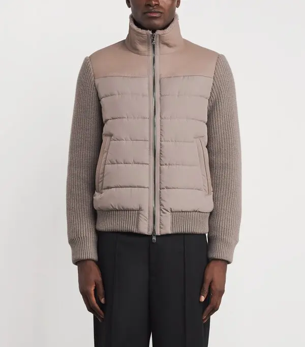 Corneliani Shearling Trim Padded Jacket