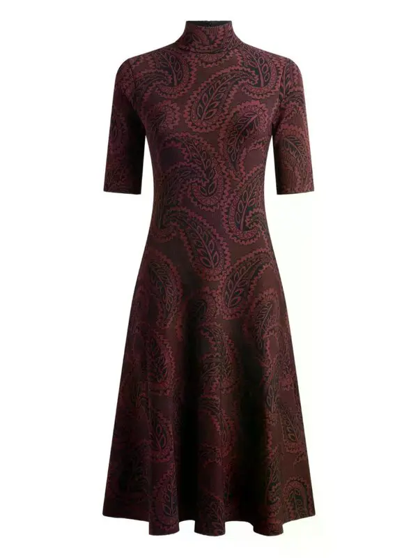 Etro Paisley Motif Knit Midi Dress - Red