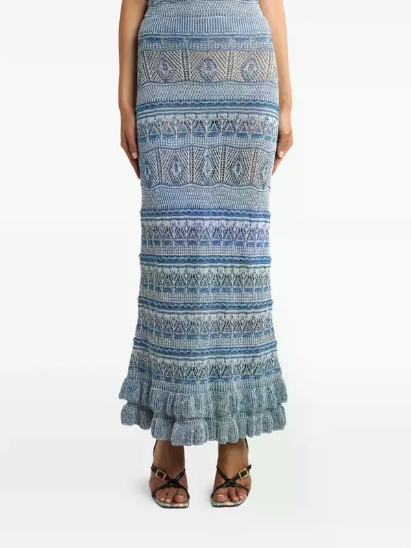 Etro Crocheted Maxi Skirt With Tiered Ruffle Trim