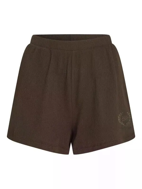 Karl Lagerfeld Embroidered Waffle Knit Shorts - Brown