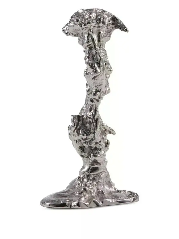 POLSPOTTEN Sculptural Candlestick Holder - Silver