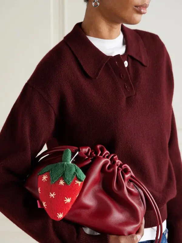 THE ELDER STATESMAN Strawberry Crocheted Cashmere Keychain