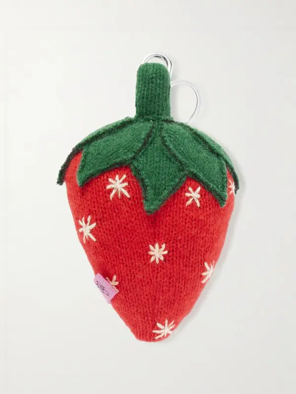 THE ELDER STATESMAN Strawberry Crocheted Cashmere Keychain